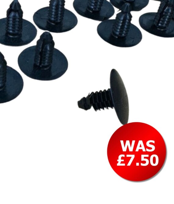20 Black Trim Panel Clips Flat Top - Vehicle Accessories Ltd