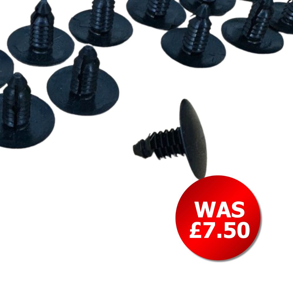 20 Black Trim Panel Clips Flat Top - Vehicle Accessories Ltd